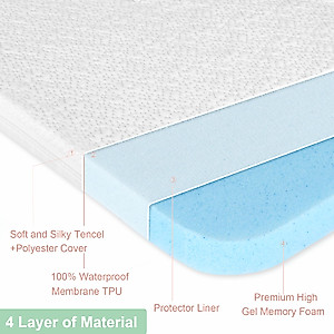 ANGELBLISS Baby Bassinet Bedside Sleeper with Gel Memory Mattress Topper, Easy Folding Portable Bassinet for Baby with Wheels, Mattress with Removable Cover