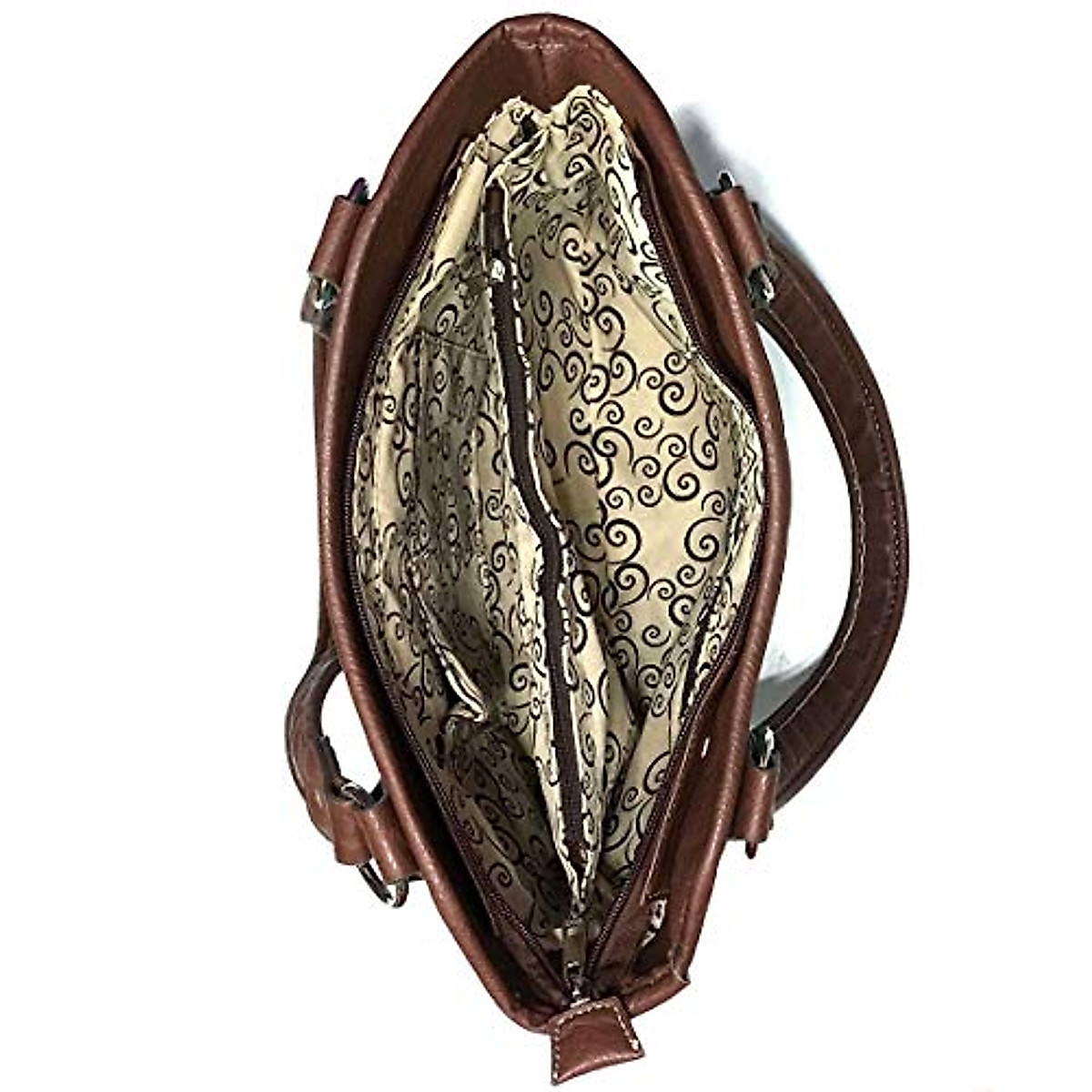 Zelris Western Floral Blossom Buckle Women Conceal Carry Tote Handbag Purse Set (Black)