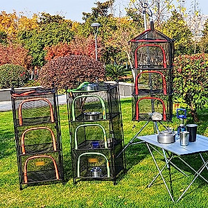 UPQRSG Herb Drying Rack, 3 Layer Hanging Mesh Net Dryer, Multifunction Folding Fish Mesh, Portable Vegetable Dishes Mesh with Zipper, Plant Drying Rack Storage Bag for Fruits, Seafoods, Clothes(Red)