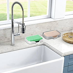 Silicone Soap Dish,4 Pcs Thickened Great High-Purity Silicone Soap Holder,Self Draining Soap Dish Soap Tray Bathroom Soap Dish Bar Soap Holder for Shower-Gray,White