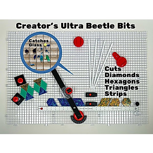 Creator's Ultra Beetle Bits Everything Glass Cutting System - Complete with 6-Pack Waffle Grids and Push Button Flying Beetle Glass Cutter Included - Made in The USA