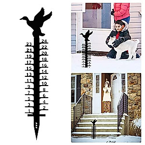 Gift 24cm Snowflake Snow Measuring Instrument Snowmobile Snow Measuring Instrument Metal Snow Measuring Ruler Outdoor Garden Ornament String Line Level for Construction (Black, One Size)