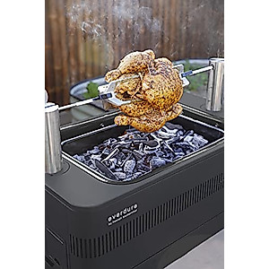 Everdure by Heston Blumenthal Fusion 29-Inch Charcoal Grill with Patented Built-in Rotisserie System & Quick Electric Ignition, Outdoor BBQ Grill, Adjustable Rod Height, Easy Clean-Up, Matte Black