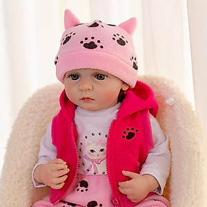 DAYOFF KIDS Realistic Reborn Baby Dolls,18 Inch Lifelike Newborn Baby Doll Real Life Baby Dolls Soft Weighted Reborn Doll Christmas or Birthday Gift Toys for 3+ Years (Girl)