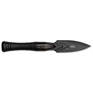 Elk Ridge - Outdoors - Spear – Spire, Black Fine Edge Spear Point Blade with Black Injection Molded Nylon Fiber Handle with Universal Thread for Broom Stick, Nylon Sheath– Spire, ER-SP002BK