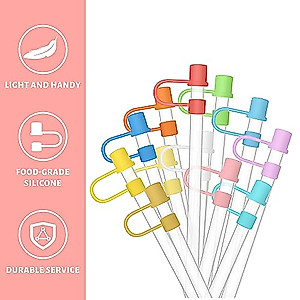 VMINI 12Pcs Straw Cover Cap for Stanley Cup Accessories, 10mm Silicone Straw Topper for Stanley 30&40 Oz Tumbler with Handle, Dust-Proof Straw Covers for Reusable Straws, Soft Cap for Reusable Straws