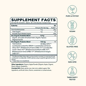 Ora Organic Prebiotic and Probiotic Powder Supplement - 20 Billion Probiotics, 7 Strains for Best Prebiotic Powder, Non-GMO, Probiotics for Women, Men & Kids - Apple Raspberry Flavor, 30 Servings…