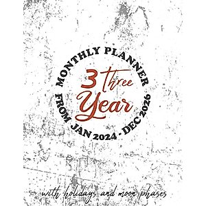 3 year monthly planner 2024-2026: Three Year Calendar from Jan 2024 to Dec 2026 Agenda Schedule Organizer with holidays and Moon Phases Vintage Retro design