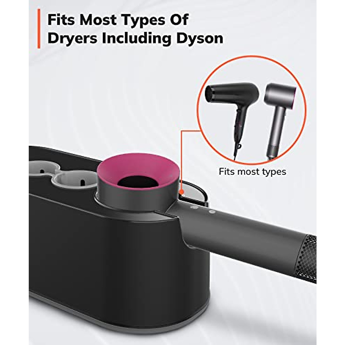 TASALON Hair Dryer Holder, Hair Tool Organizer, 3 in 1 Wall Mounted/Cabinet Door/Countertop Blow Dryer Holder, Flat Iron, Hair Straightener Holder, Curling Iron Holder, Hot Hair Tool Holder- Black