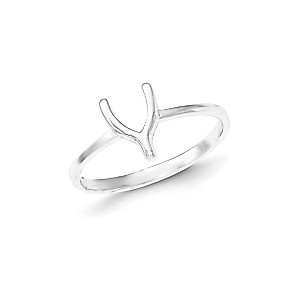 925 Sterling Silver Solid Back Polished Wishbone Ring Size 8 Jewelry for Women