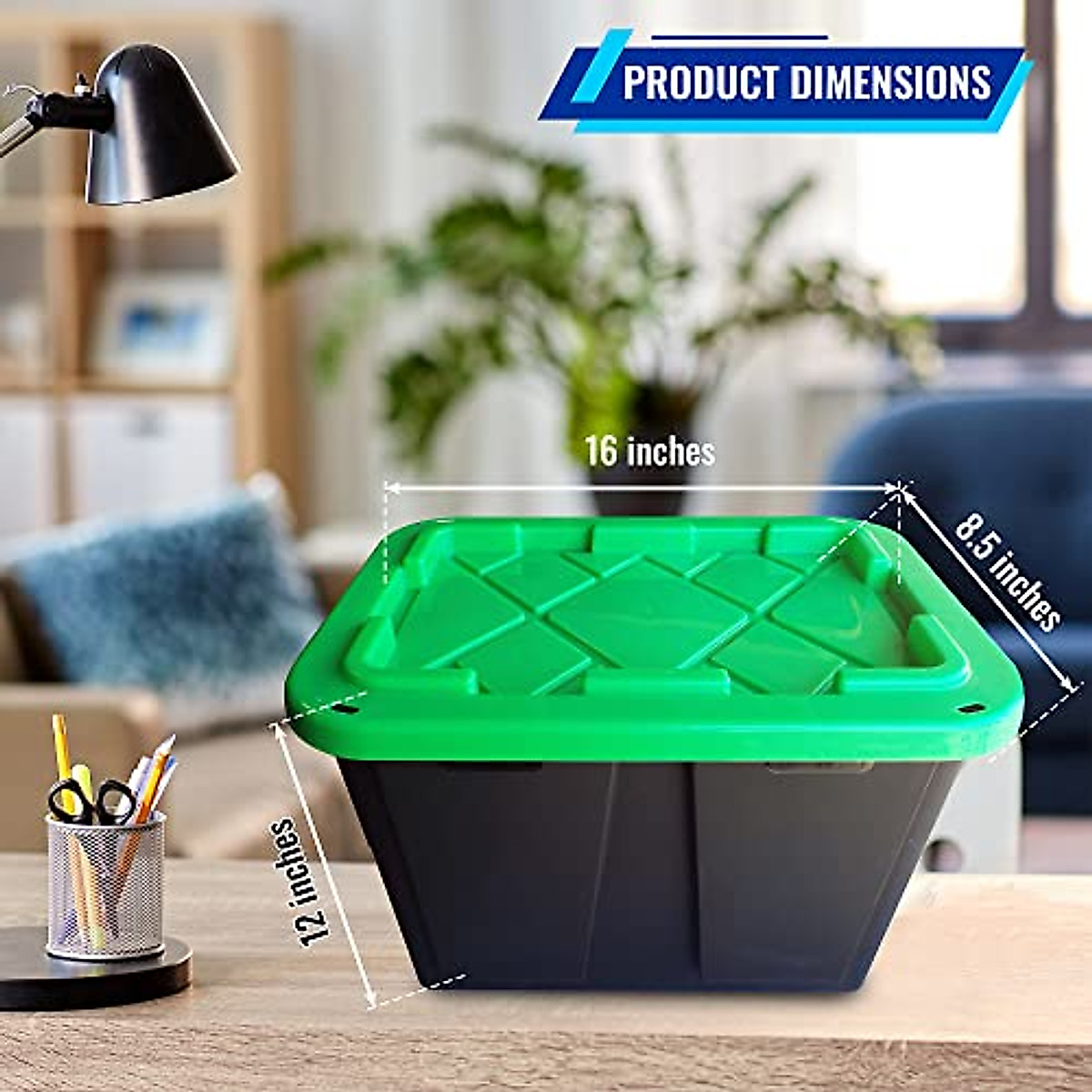 SAFARI USA 5 gallon Heavy Duty Stackable Home Storage Bin (6 Pack) With Secure Lids, 20 Quart Totes (16"x12"X8.5") for Garage Attic Utility Tool Storage Moving Box, School & Office Supplies, Classroom