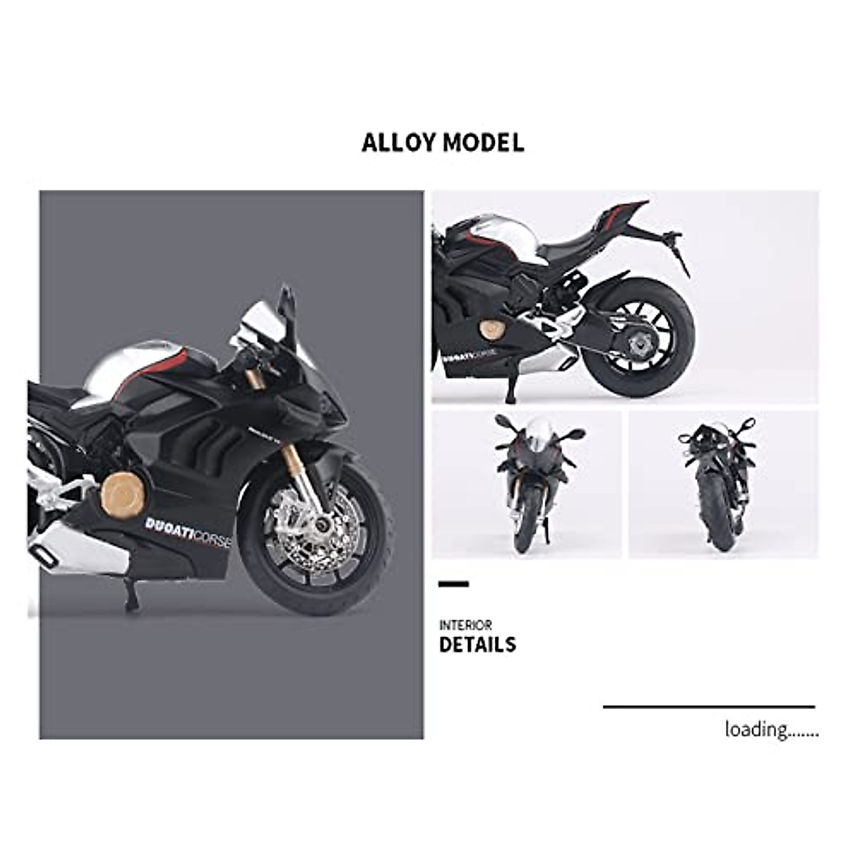 SQFZLL Die Cast Motorcycle Model 1:12 Dukadi V4S Panigale Die-cast Motorcycle Model Model Replica with Sound and Light Birthday Present for Friends