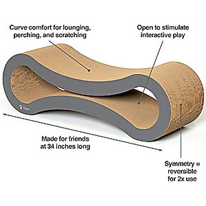 PetFusion Ultimate Cat Scratcher Lounge, Reversible Infinity Scratcher in Multiple Colors. Made from Recycled Corrugated Cardboard, Durable & Long Lasting