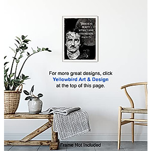 Edgar Allan Poe Gothic Decor - The Raven Spooky Creepy Scary Wall Art - Goth Poster Sign Picture Print - Pagan Witch Wicca, Wiccan Gifts - Inspirational Quotes Sayings Home Decor