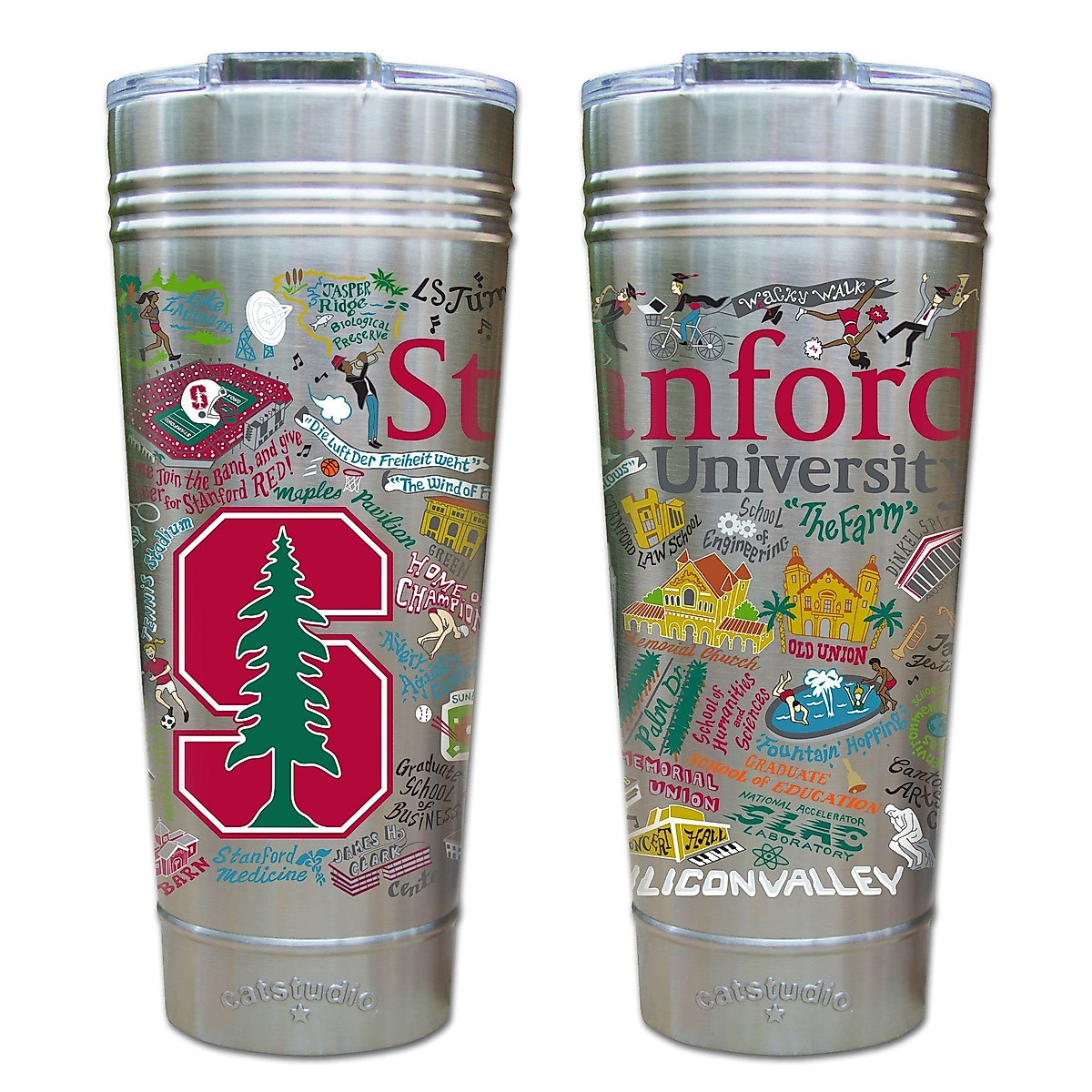 Catstudio Stanford University Collegiate Thermal Tumbler | Triple Wall Insulation With Non Slip Bottom | Great College Travel Cup for Water, Coffee, Tea, or Smoothies
