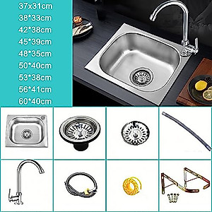 Commercial Sink Hand Washing Basin, Single Bowl Kitchen Sinks, Utility Laundry Portable Handwashing Station, for Outdoor Indoor, Garage, Laundry/Utility Room, Restaurant，38 * 33cm