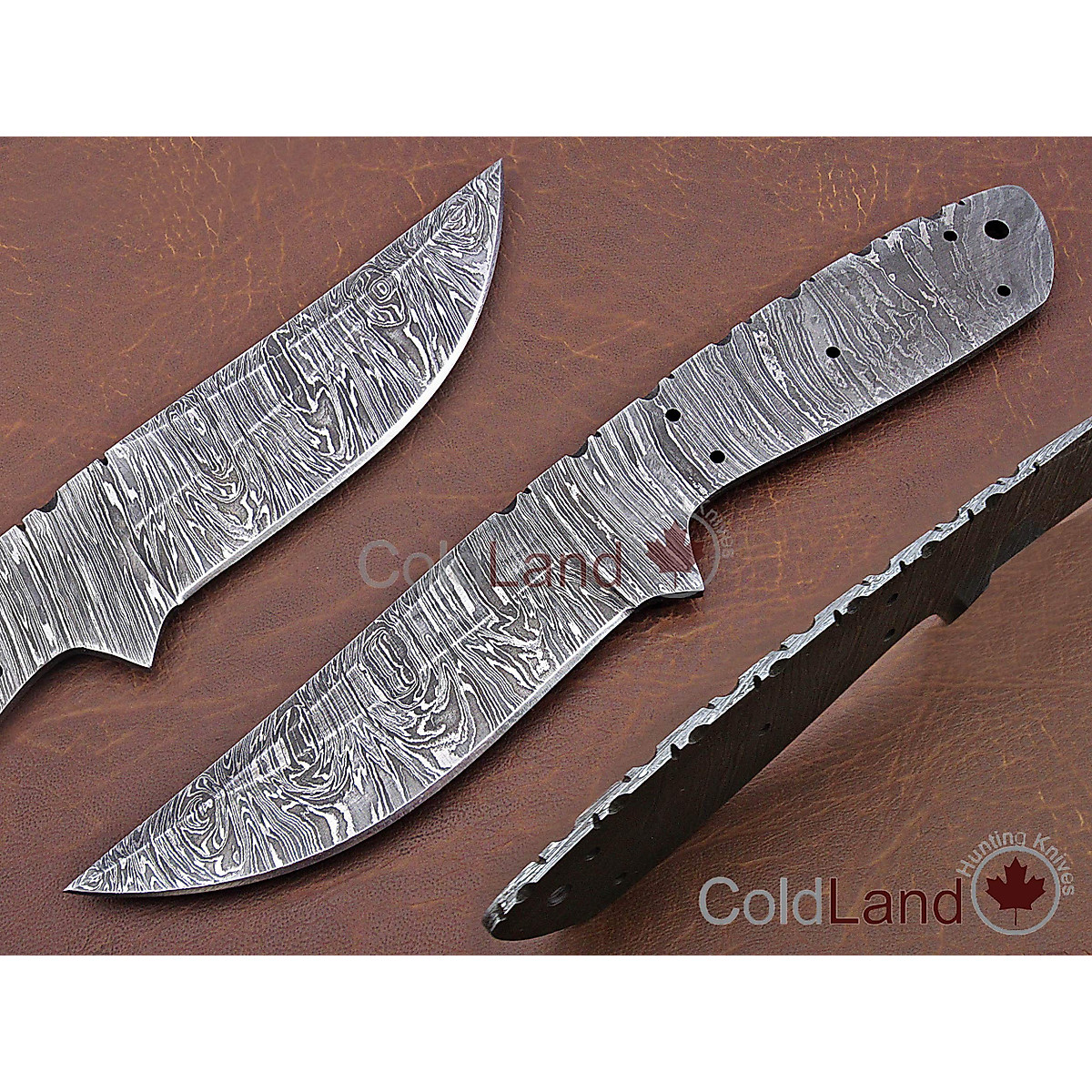 ColdLand 9.25" Damascus Steel Knife Blade Blank with Bolster - Hand Forged Knife Blanks Full Tang Ideal for Knife Making Supplies, Hunting, Fishing, Camping, Outdoor Sports NB24