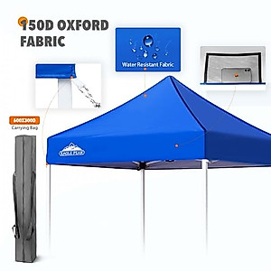 EAGLE PEAK 5x5 Pop Up Canopy Tent Instant Outdoor Canopy Easy Set-up Straight Leg Folding Shelter, Blue