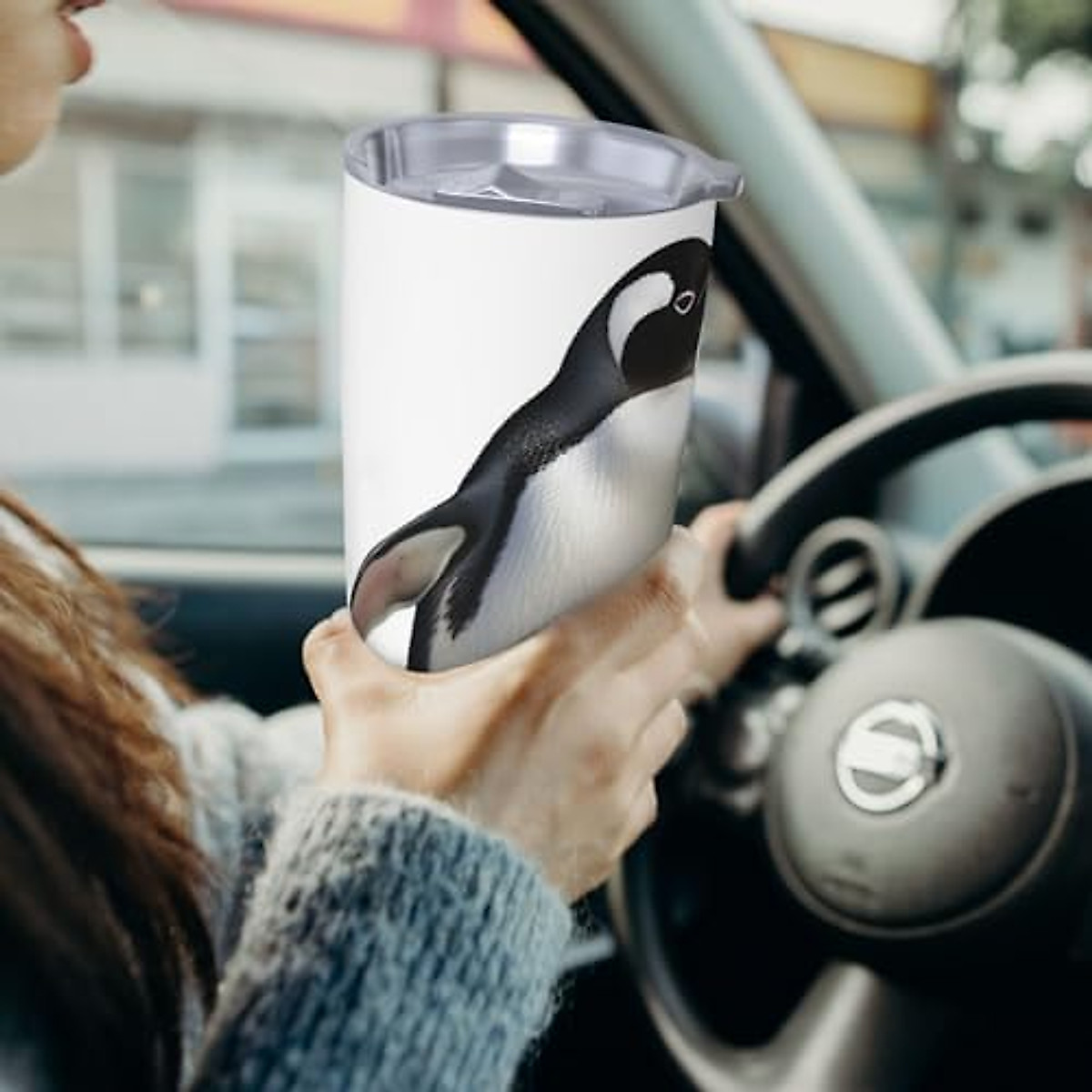 Penguin Tumbler with Lid and Straw 20oz Stainless Steel Car Cup for Hot and Cold Drinks, Double Wall Insulated Travel Coffee Mug Reusable Drink Thermos Cup Birthday Gifts