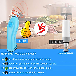 Handheld Vacuum Sealer, includes 15 Reusable Vacuum Sealer Bags, 1 Vacuum Wine Stopper, 2 Sealing Clips, 4 Sous Vide Clips for Food Storage, Keep Wine Fresh & Sous