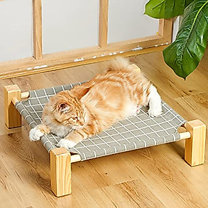 Elevated Cat Bed Raised Floor Hammock for 2 Cats with Stand Lifted Kitty Cots 18x18in for Small Dogs Puppy Rabbit Bunny No Drill Pet Lounger Easy to Assemble Indoor Outdoor