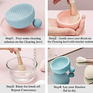 PubconttiMakeup Brush Cleaner Mat，Silicone Make Up Cleaning Brush Scrubber bowl Portable Washing Tool Cosmetic Brush Cleaners for Gir，Easy Clean
