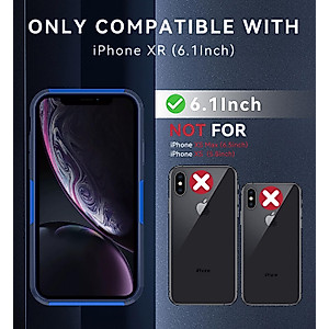 CONWOE for iPhone XR Case with Belt-Clip Holster[2Pcs Glass Screen Protector] [Dual Layer Military Grade Protection] [Support Magsafe] Shockproof Phone Case for iPhone XR 6.1 Inch (dark blue)