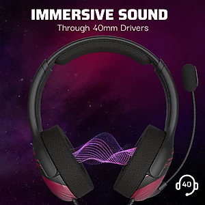 PDP Gaming AIRLITE Xbox Headset with Mic, Licensed Microsoft Xbox Accessories - Series X|S, Xbox One, PC/Windows 10/11, Lightweight, Stereo Headphones, Wired Power, Noise-Cancelling mic - Ruby Swirl