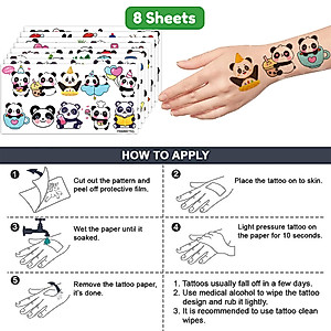 Panda Temporary Tattoos for Kids Themed Panda Birthday Party Supplies, Decorations, and Gifts for Kids Super Cute 96PCS Tattoos Stickers for Girls and Boys, Classroom Prizes, Christmas Fun