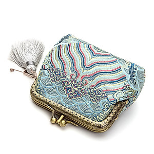 Jan&Dee Original Hand-made Silk Tapestry Satin Top Grade Exquisite Buckle Coin Purse
