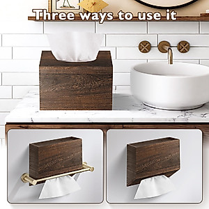 Hand Towel Box Cover Compatible with Kleenex Disposable Paper Hand Towels Wood Bathroom Paper Towel Holder for Tabletop, Bathroom, Office (Brown)