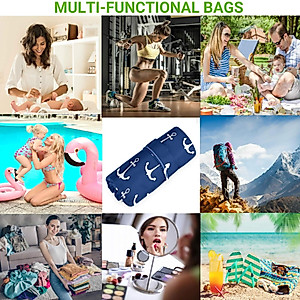 visesunny Classic Anchor Dark Blue 2Pcs Wet Bag with Zippered Pockets Washable Reusable Roomy for Travel,Beach,Pool,Daycare,Stroller,Diapers,Dirty Gym Clothes, Wet Swimsuits, Toiletries