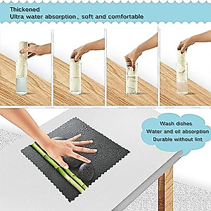 Black Zen Basalt Stones with Dew Green Bamboo on Dark 6 Set Kitchen Dish Towels, Washcloths Cleaning Cloths Dish Cloths, Absorbent Towels Lint Free Bar Tea Soft Waffle Towel 11"x11"