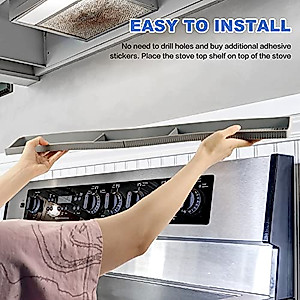 Lemasa Kitchen Shelf for Stove 30" Length,Silicone Material Magnetic Shelf Over the Stove for Kitchen Stove with Easy Installation,Enhanced Magnetic Stove Top Shelf Kitchen Spice Rack Organizer