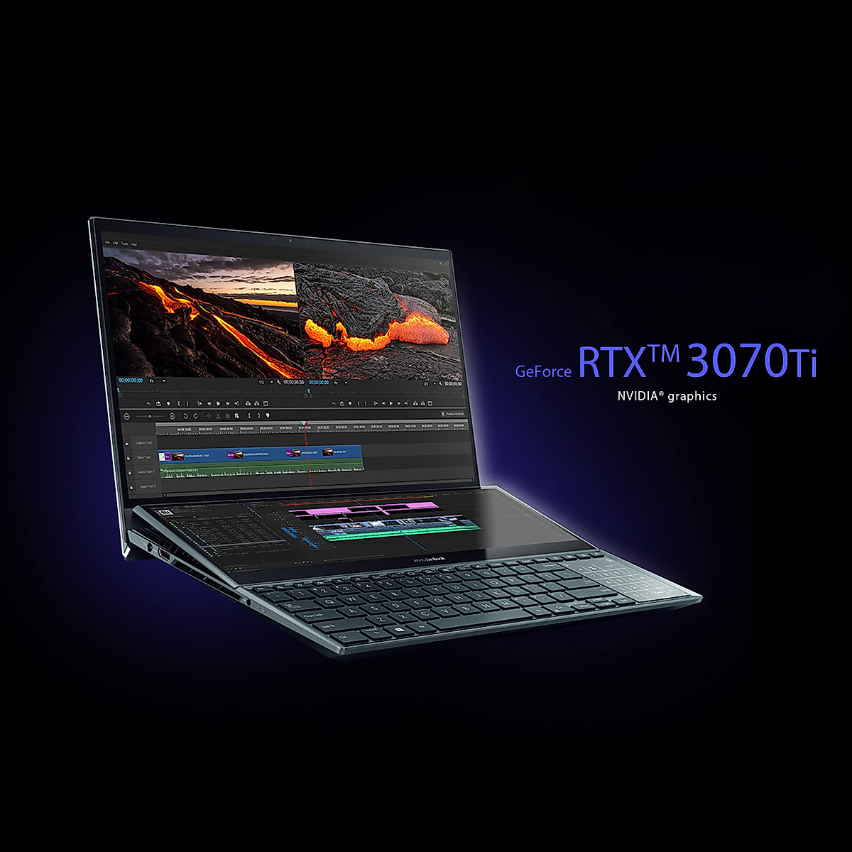 ASUS ZenBook Pro Duo 15 OLED UX582 Laptop, 15.6” 4K Touch Display, Intel Core i9-12900H, 32GB RAM, 1TB SSD, GeForce RTX 3070 Ti, ScreenPad Plus, Windows 11 Pro, Celestial Blue, UX582ZW-XB99T