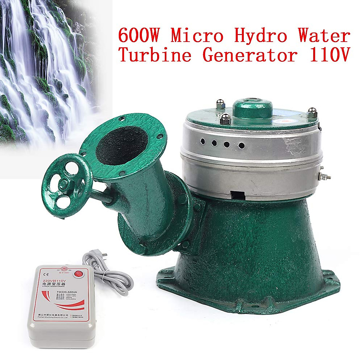 600W 110V Water Turbine Generator, Micro Hydroelectric Power Generator Hydro Water Turbine Generator Single Phase US, Hydro Generator Power 500-1500R/Min for Household Lighting, TV, Electric Furnace