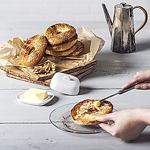 WM Bartleet & Sons White Butter Dish with Lid, Quality Porcelain. Small 10cm Dish with Lid