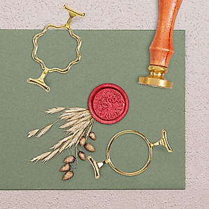 Yelsky 2 Metal Wax Seal Molds with Round and Flower Shape for 1 Inch Wax Seal Stamp, Wax Sealing Silicone Mat, Craft Adhesive Waxing for Wedding Invitations Envelopes Cards Gifts Wine Packaging