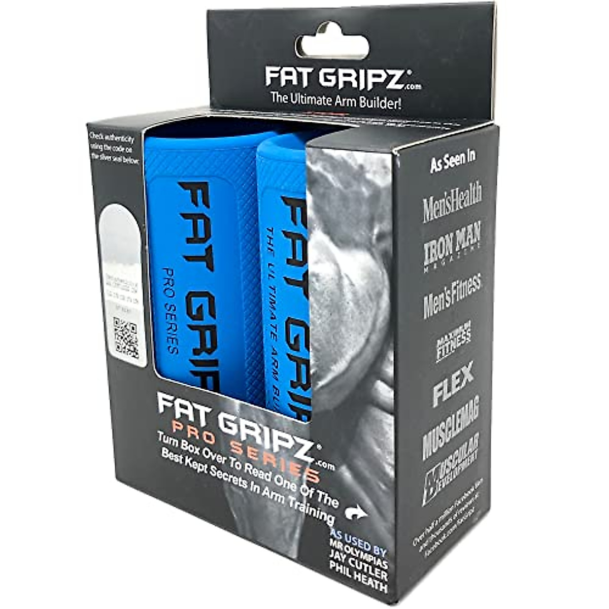 Fat Gripz Pro - The Simple Proven Way to Get Big Biceps & Forearms Fast - at Home Or in The Gym (Winner of 3 Men’s Health Magazine Awards) (2.25” Outer Diameter)