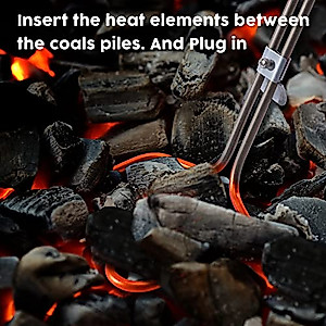 KITOSUN Electric Charcoal Starter 700W – Premium BBQ Grilling Fireplace Tools Ignite Lump Coals Briquettes Easier & Quicker | NO Fluid Fuel Lighter | Bigger 304 Heat Element Coils with 5ft Long Cable