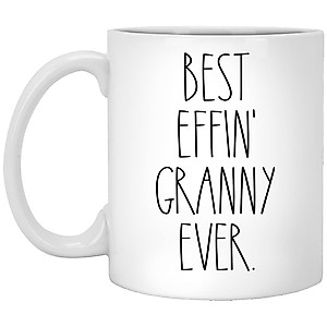 BoomBear CGSHCGBX4W-11oz Granny - Best Effin Granny Ever Coffee Mug - Granny Rae Dunn Style - Rae Dunn Inspired - Mother's Day Mug - Birthday - Merry Christmas - Granny Coffee Cup 11oz, White