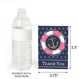 Big Dot of Happiness Last Sail Before the Veil - Nautical Bridal Shower and Bachelorette Party Thank You Cards (8 Count)