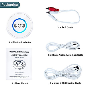 Friencity Bluetooth 5.0 Transmitter for TV Watching, apt-X Low Latency Wireless 3.5mm Aux Adapter for PC Home Stereo Radio Projector DVD Xbox PS4 RCA, Connect 2 pairs of headphones simultaneously