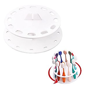 Yoseng 12 Hole Round Shape Drying Rack Storage Display Bracket Shelf Holder,Spinning Storage Caddy for Oval Ink Blending Brushes Blender（White）