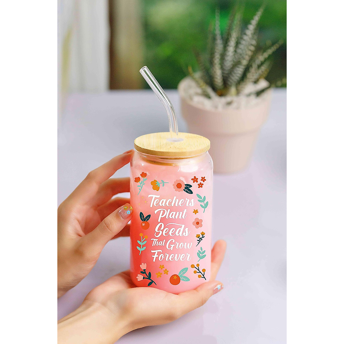 NewEleven Gifts For Teacher - Teacher Gifts For Women - Teacher Appreciation Gifts, Thank You Teacher Gifts, Teacher Retirement Gifts - End Of Year Teacher Gifts From Student - 16 Oz Coffee Glass