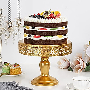 Cake Stand 10 Inches Round Cupcake Stands Gold Pedestal Holder Party Dessert Display Stand for Wedding Brithday Celebration Baby Shower Gold