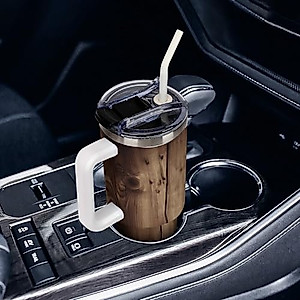 WYUSPGK 40oz Stainless Steel Car Mug, Wood Grain Print Travel Mug, Double-Wall Insulated with Straw, Perfect for Car, Office, Outdoor