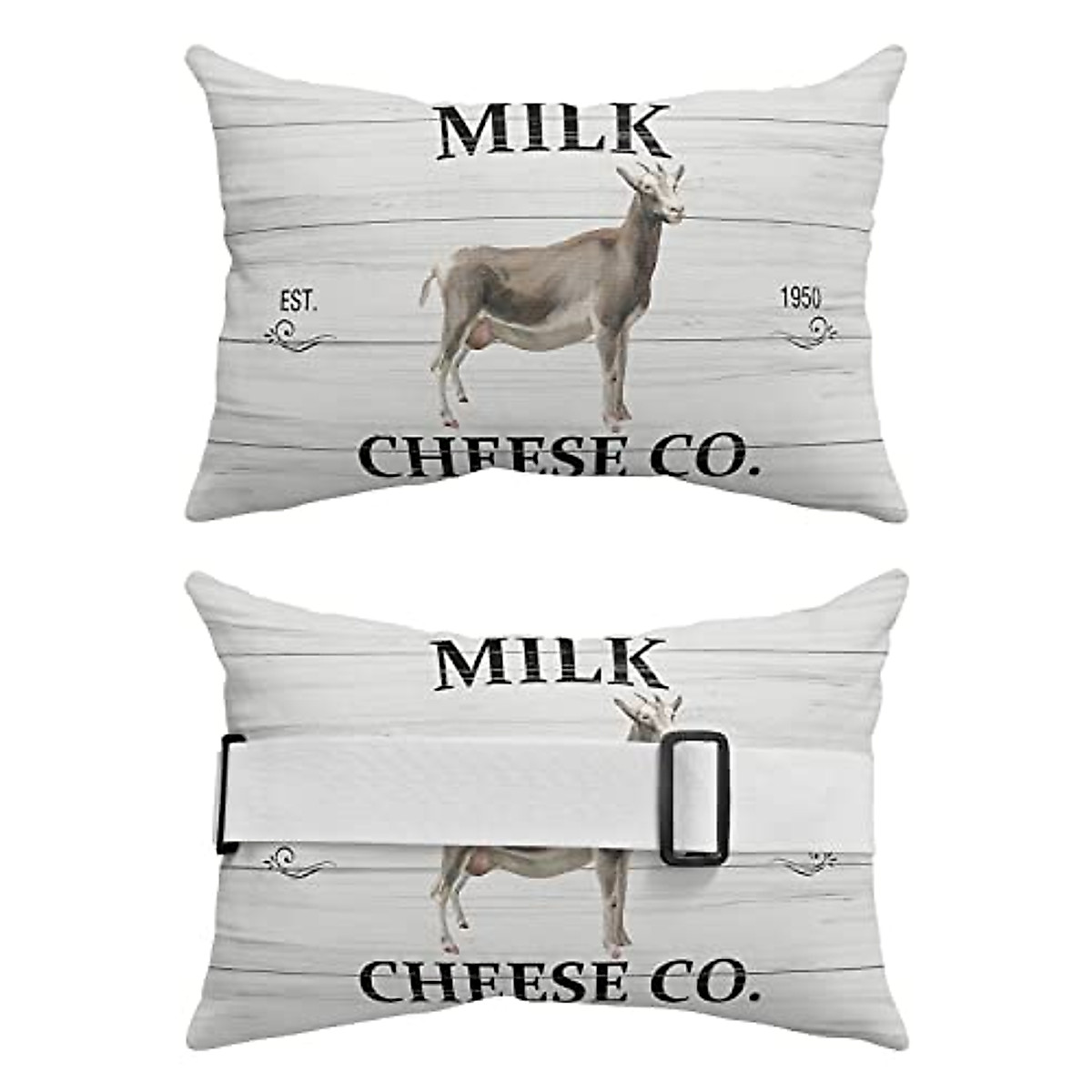 Recliner Head Pillow Ledge Loungers Chair Pillows with Insert Farm Animal Sheep Rustic Wood Grain Lumbar Pillow with Adjustable Strap Outside Patio Decorative Garden Cushion for Bench Couch, 2 PCS