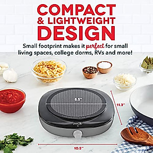 DASH Everyday Electric Cooktop with Infrared Heating, 5 Temperature Settings with Cord Storage, Perfect for RVs, Camping, Dorms, and Small Living Spaces - Graphite