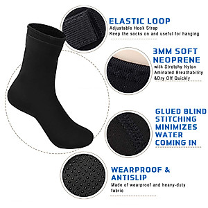 RTDEP 3MM Neoprene Socks Diving Socks Water Resistant Scuba Snorkeling Water Socks For Beach Swim Boarding (Black, S)